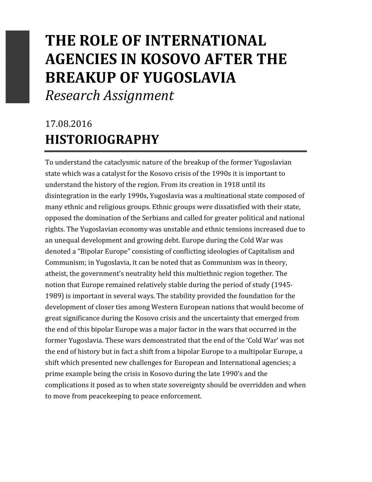 Modern History Assignment on Yugoslavia | Modern History - Year 12 WACE ...