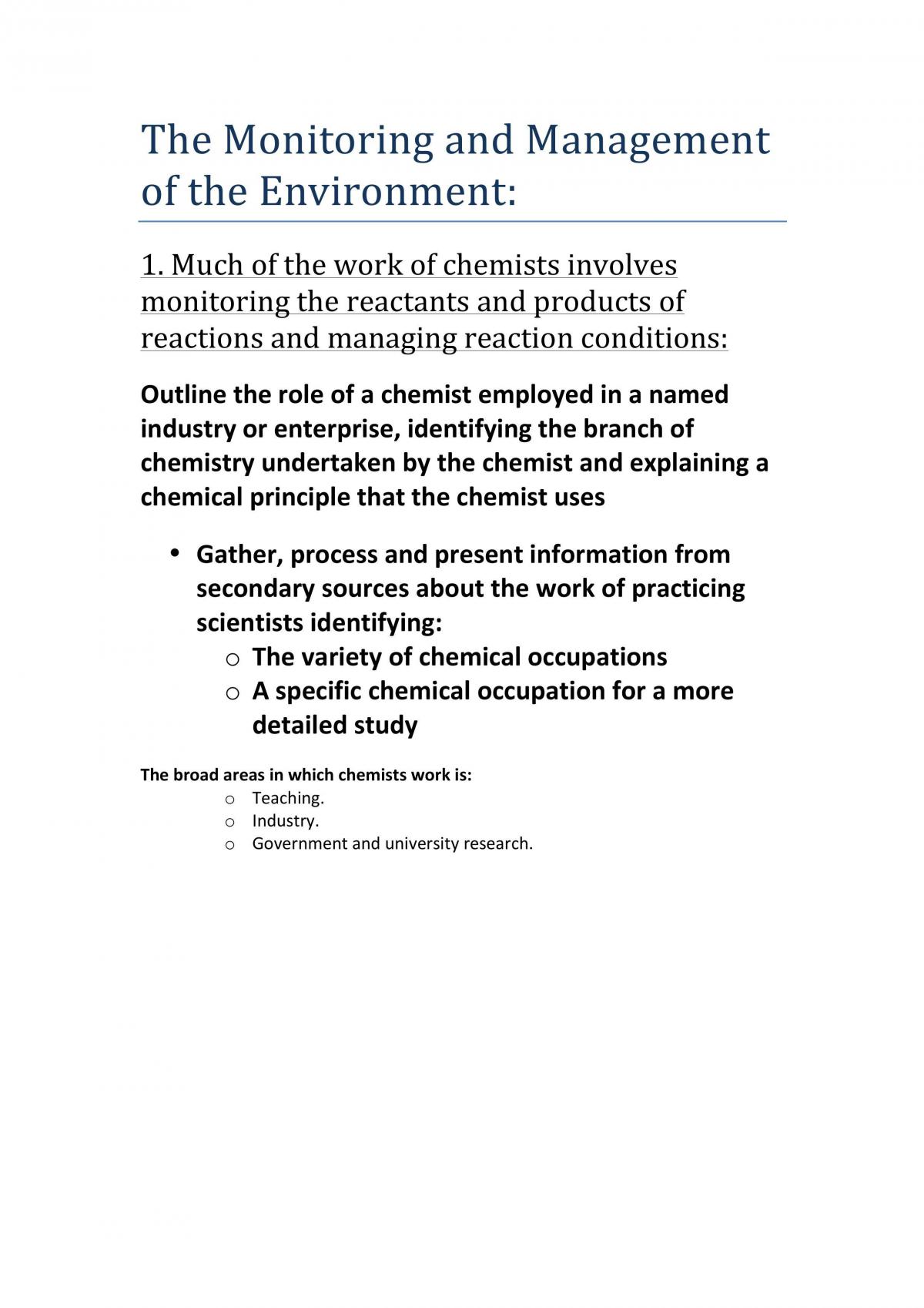 Full Monitoring and Management of the Environment Notes HSC Chem ...