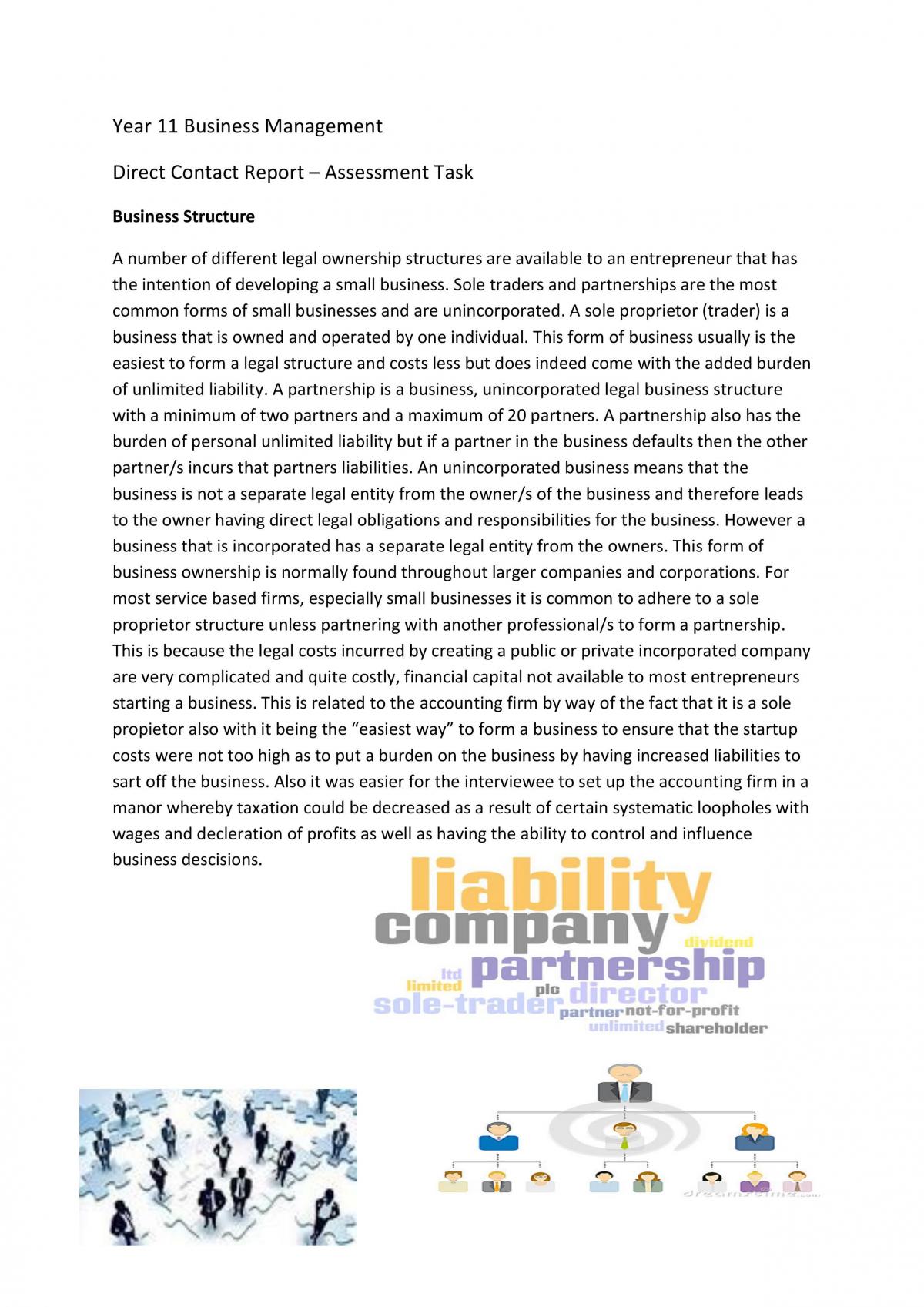 Business Management Direct Contact Report | Business Management - Year ...