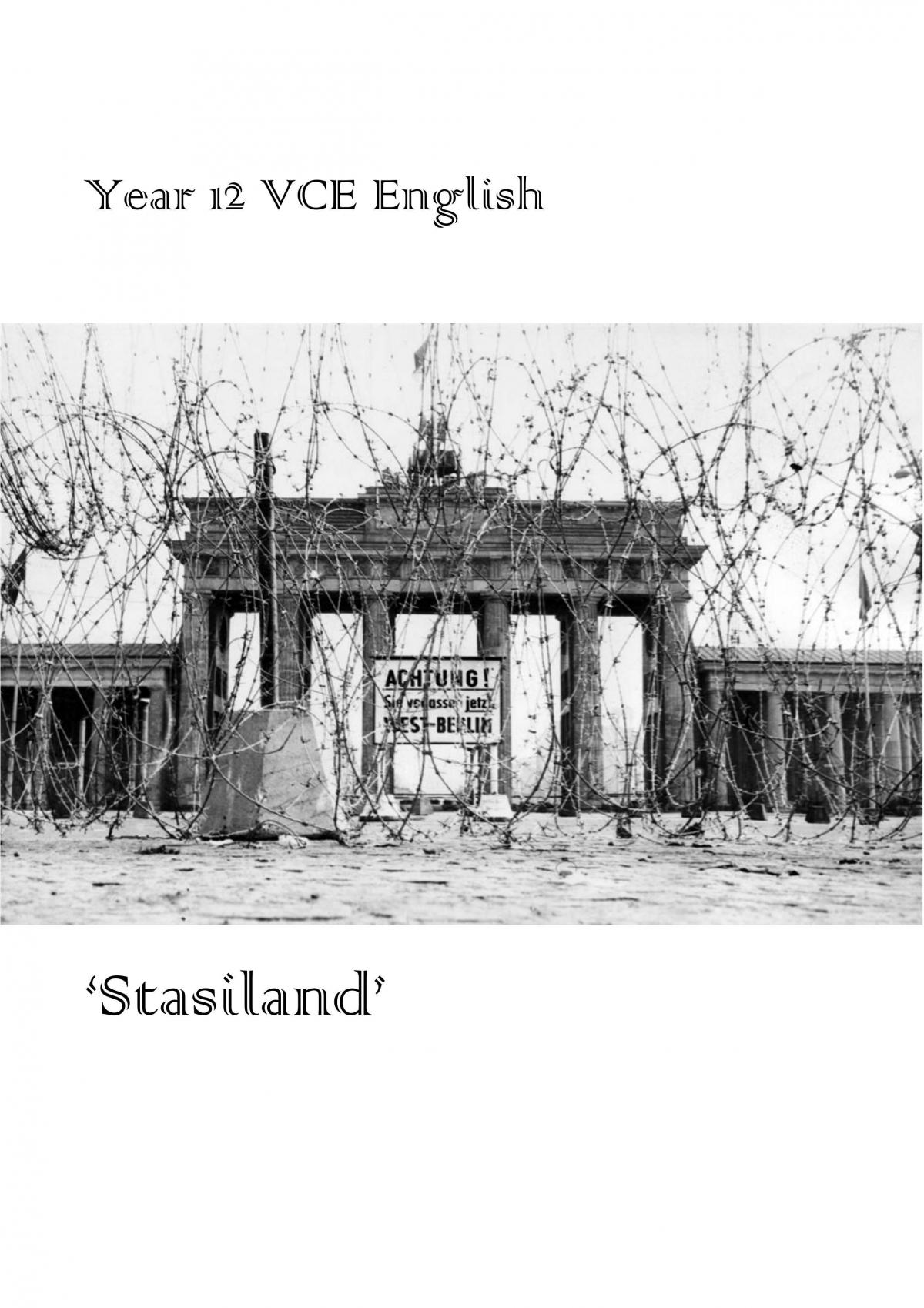 Stasiland- Complete Notes | English - Year 12 VCE | Thinkswap