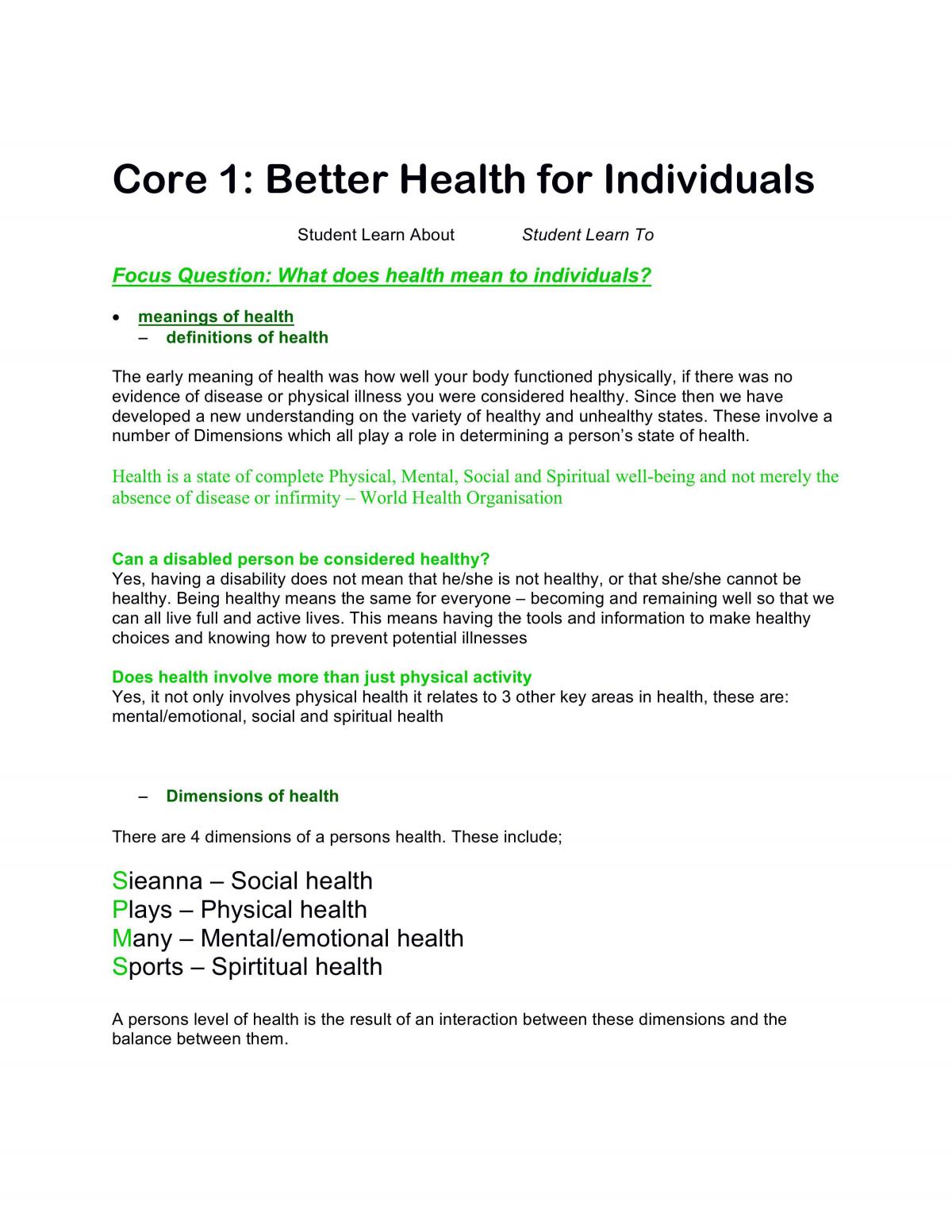 Preliminary Better Health for Individuals | Personal Development ...