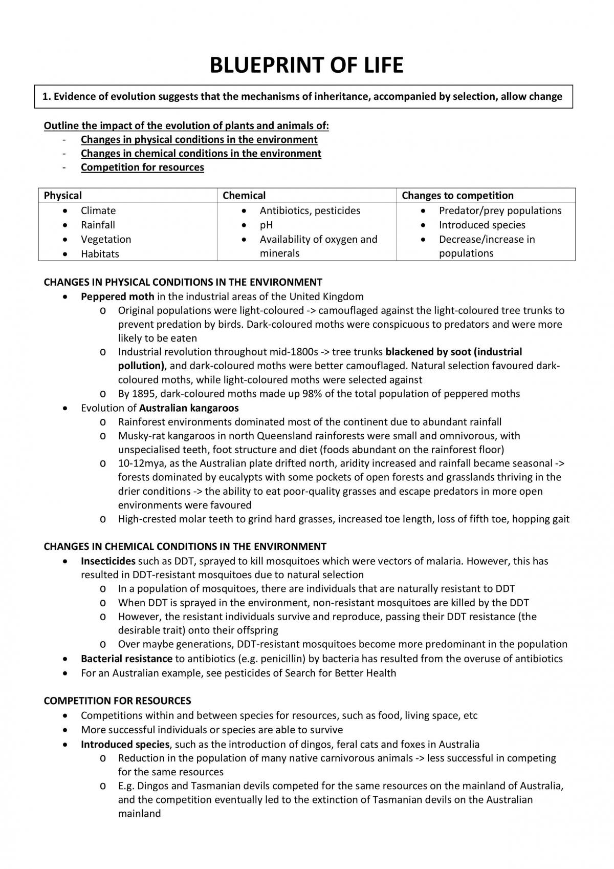 Blueprint of Life Notes | Biology - Year 12 HSC | Thinkswap