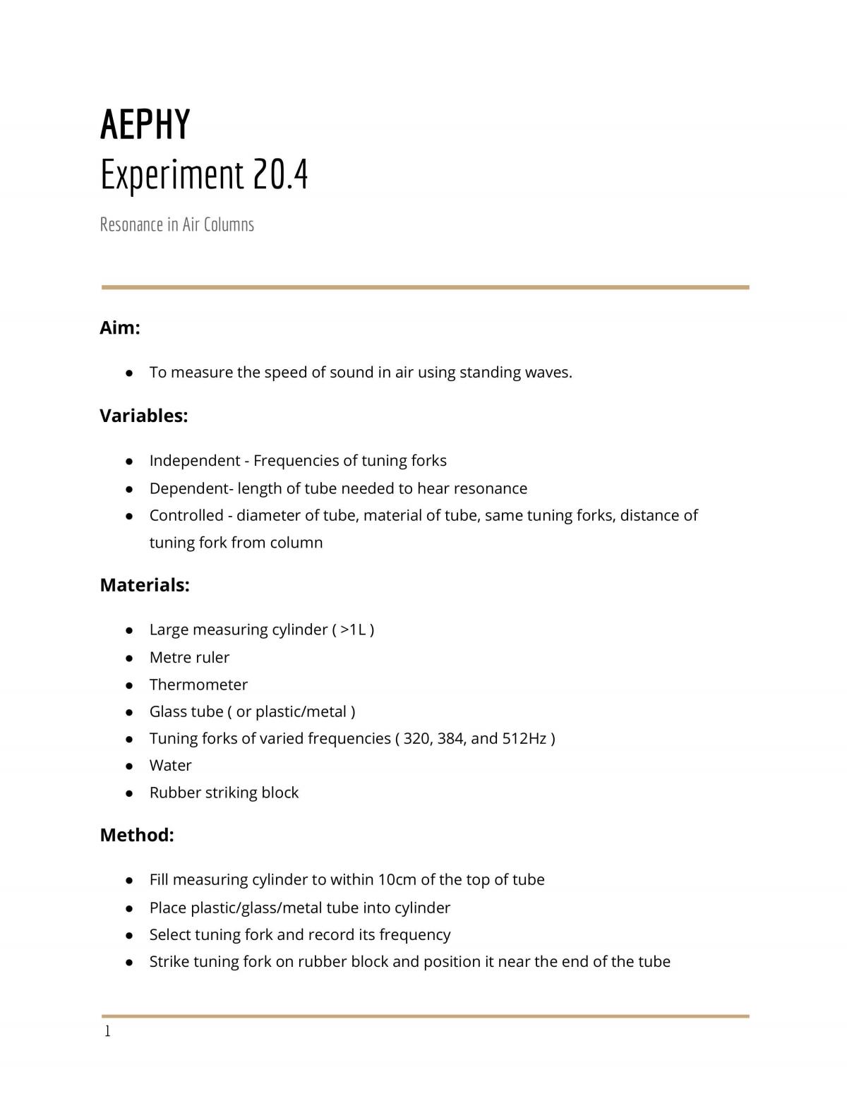 STAWA Experiment 20.4 - Resonance | Physics - Year 11 WACE | Thinkswap
