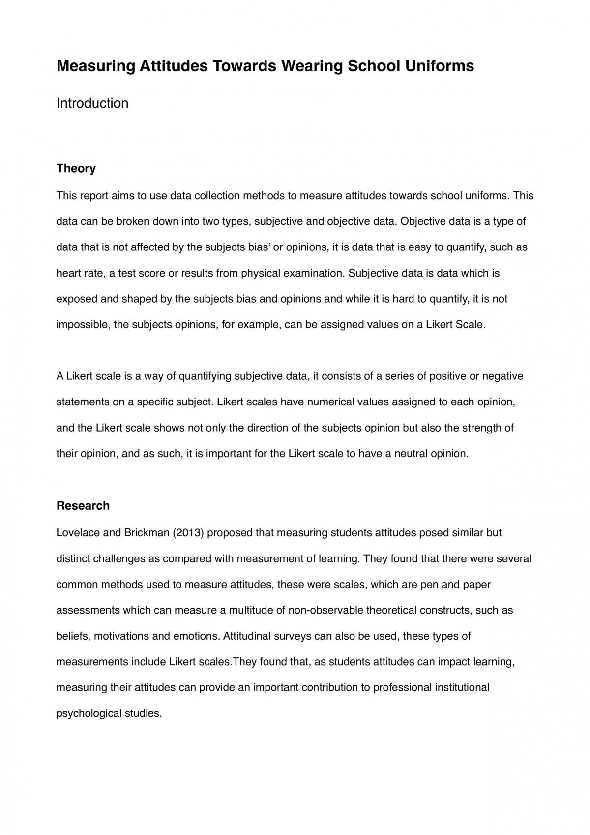 Measuring Attitudes Psychology Report | Psychology - Year 11 WACE ...
