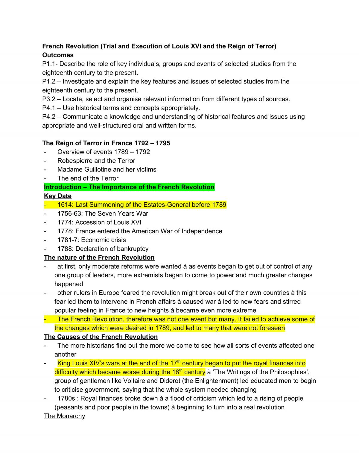 French Revolution | Modern History - Year 11 HSC | Thinkswap