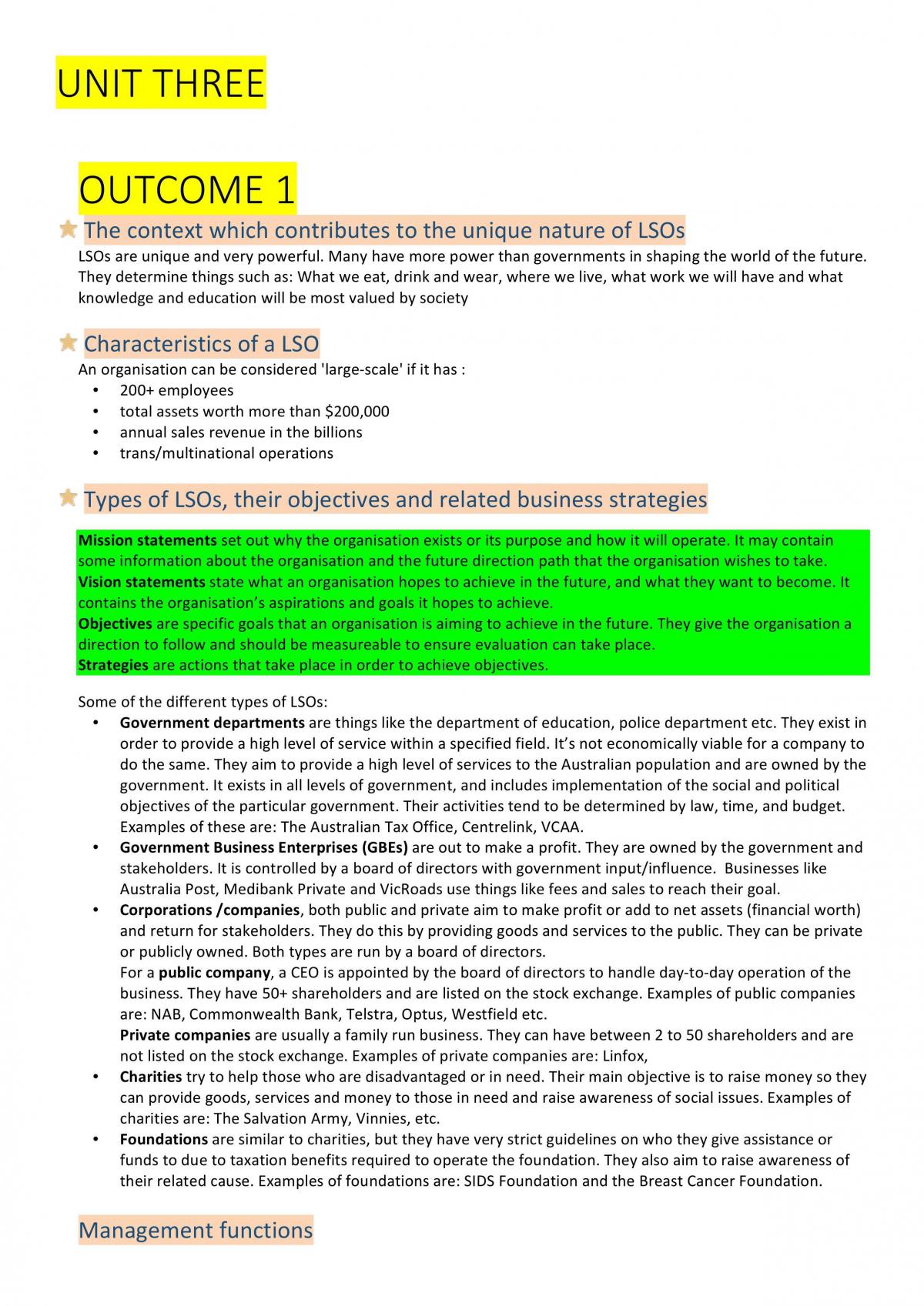 Business Management Notes Unit 3 | Business Management - Year 12 VCE ...