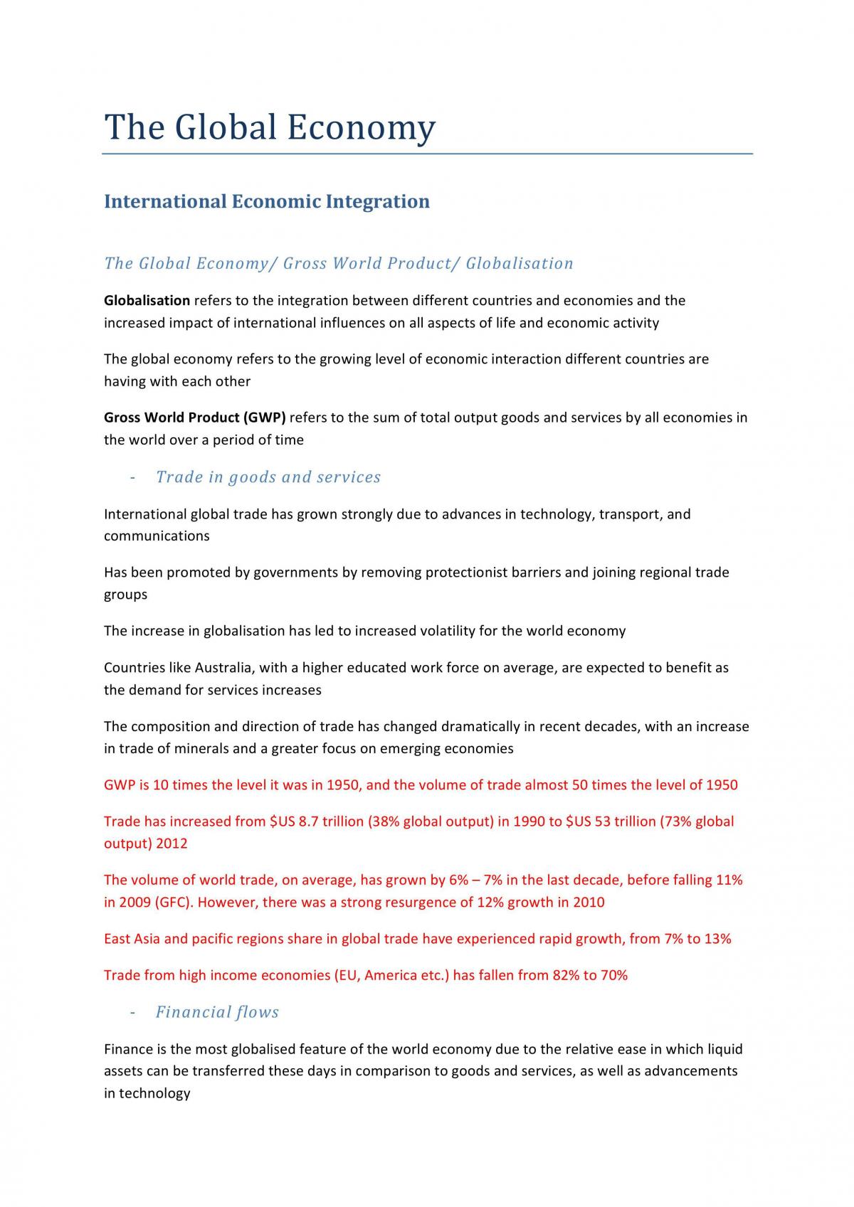 HSC Economics Topic 1 The Global Economy Comprehensive Syllabus Notes ...