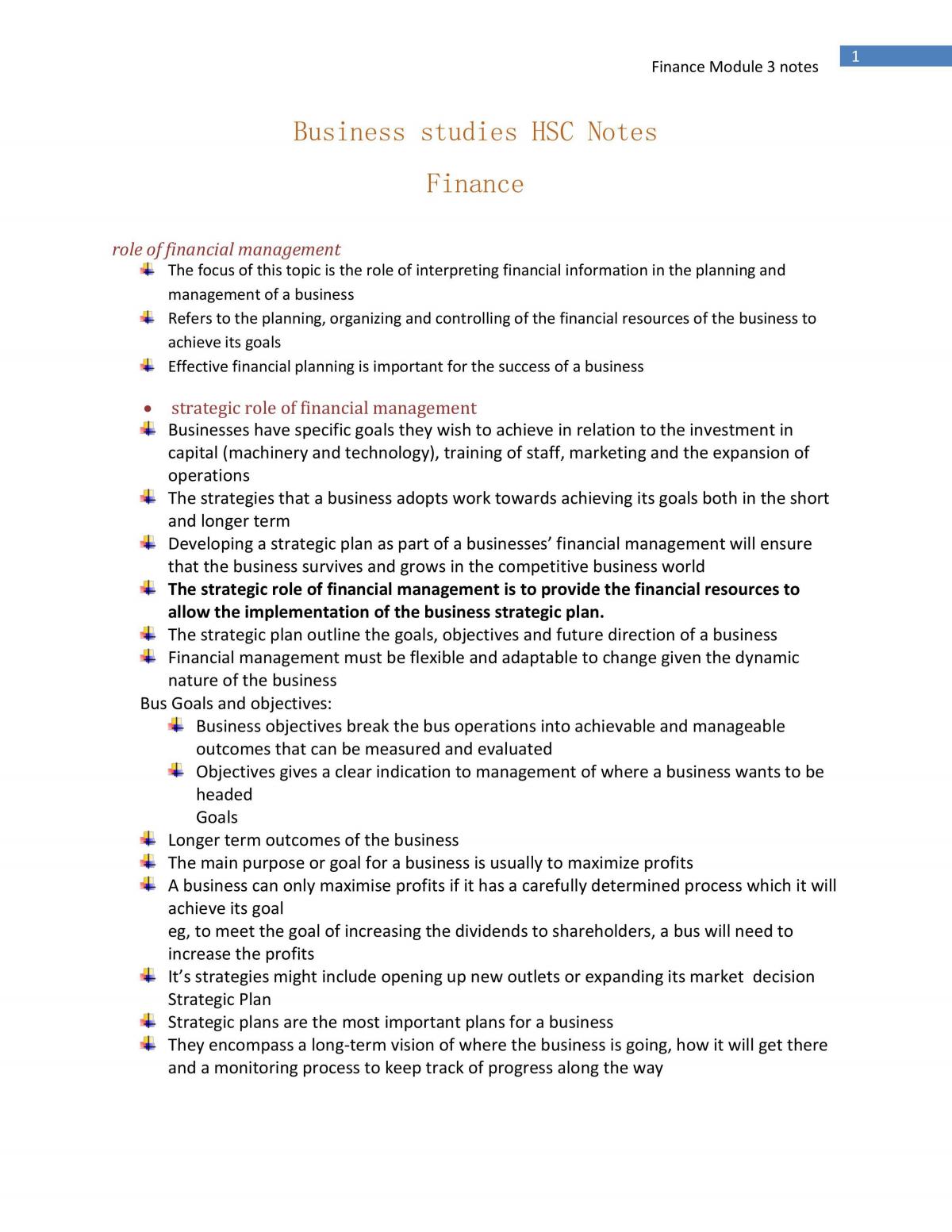 Complete Finance Business Studies Notes | Business Studies - Year 12 ...