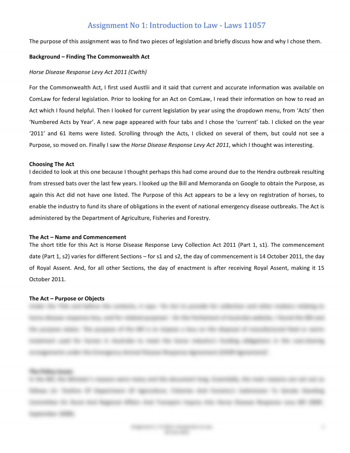 Introduction to Laws 11057 Assignment 1 | LAWS11057 - Introduction to ...