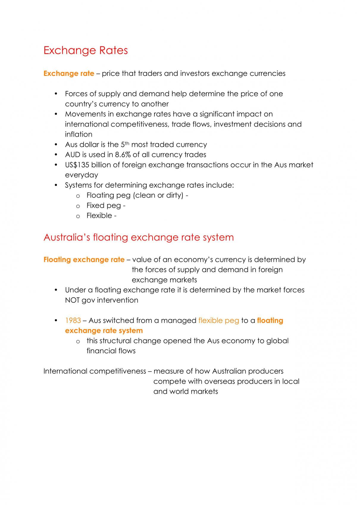 Exchange Rates | Economics - Year 12 HSC | Thinkswap