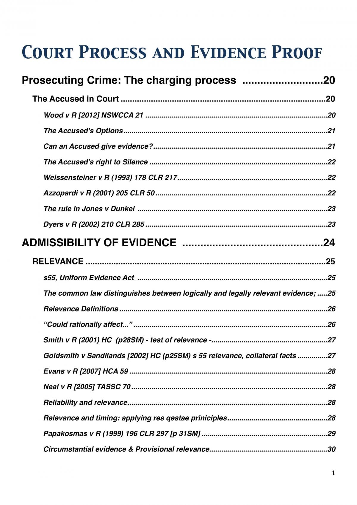Court process and Evidence Proof | LAWS2351 - Court Process, Evidence ...