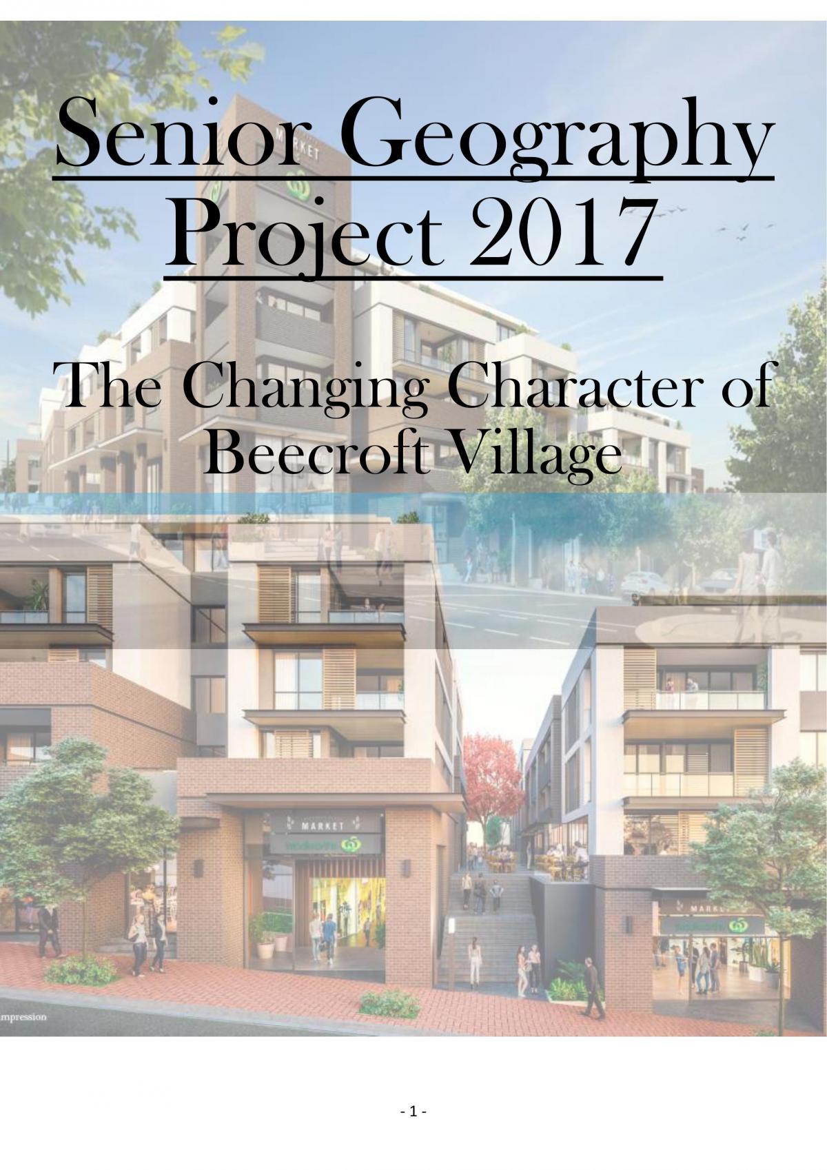 Senior Geography Project 2017 - Full Marks | Geography - Year 11 HSC ...