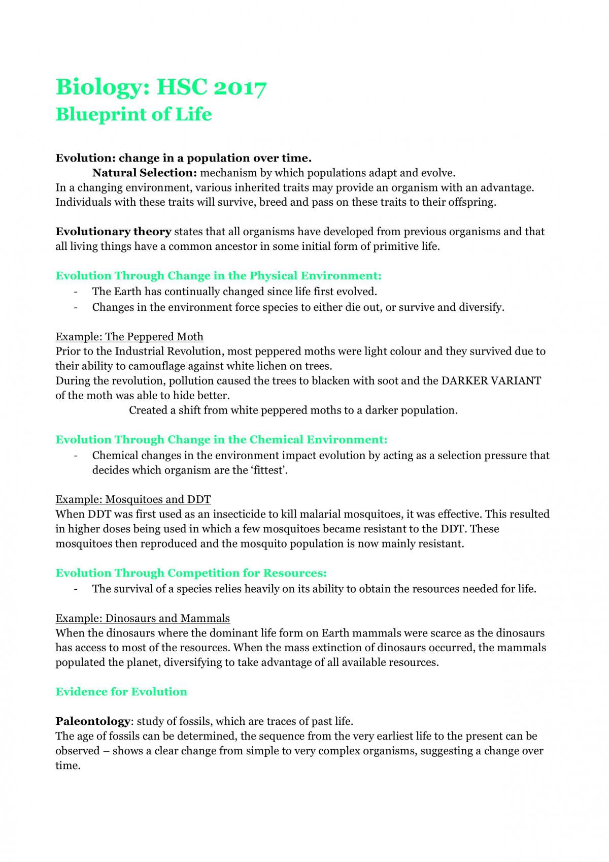 Blueprint of Life Notes | Biology - Year 12 HSC | Thinkswap
