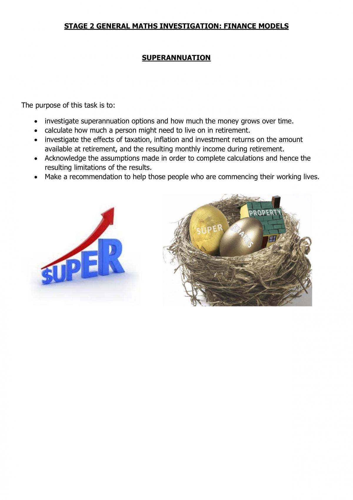 Superannuation Folio for General Maths | General Mathematics - Year 12 ...