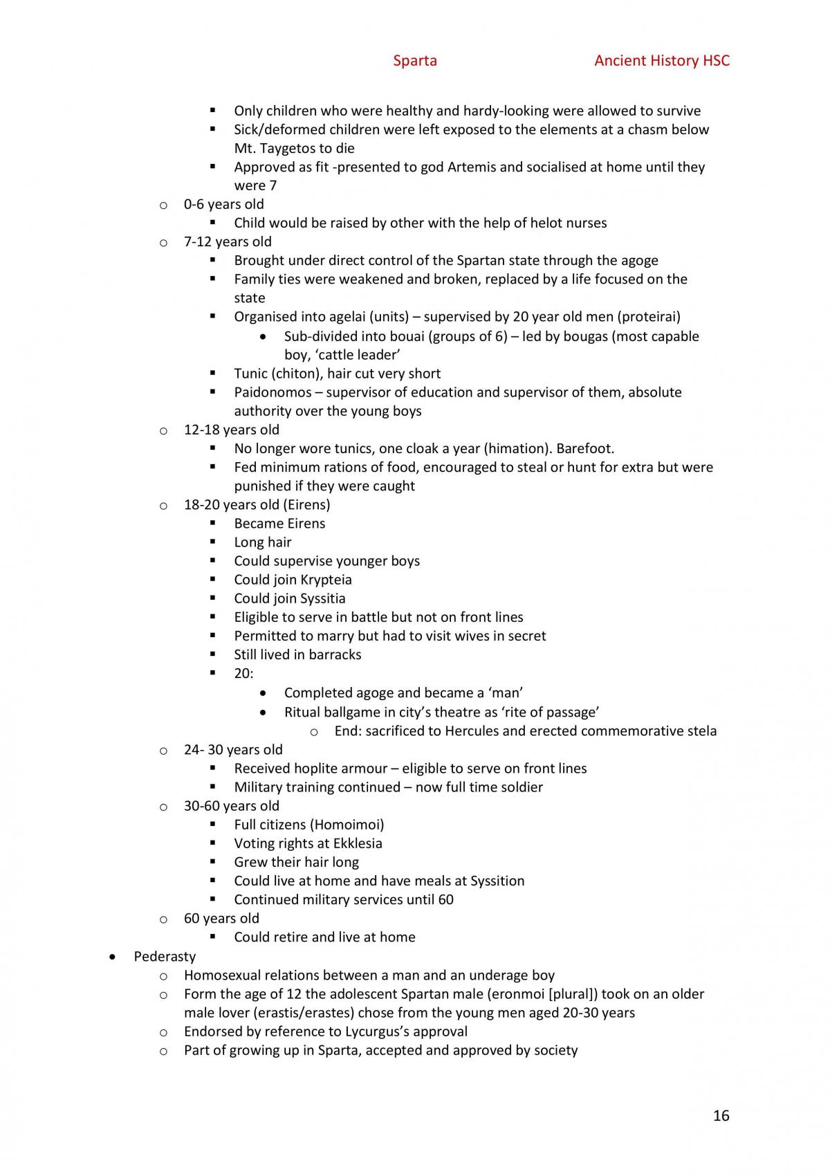 Sparta Notes and Sources | Ancient History - Year 12 HSC | Thinkswap