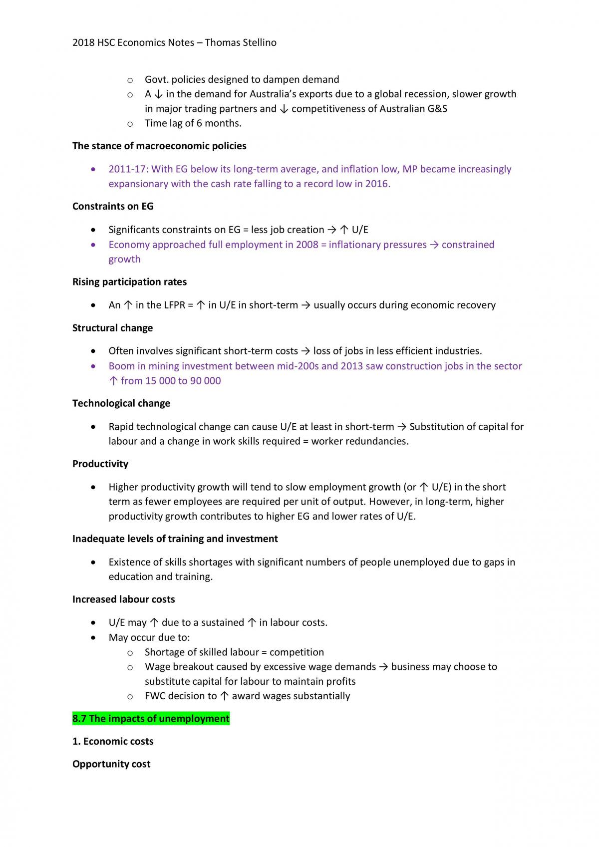 Final HSC Economics Notes | Economics - Year 12 HSC | Thinkswap