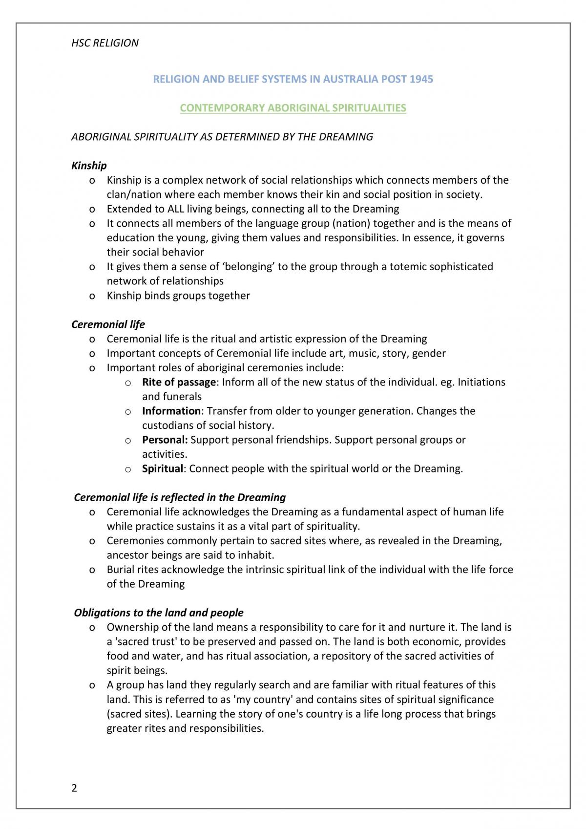 2U Religion HSC Notes | Studies of Religion II - Year 12 HSC | Thinkswap