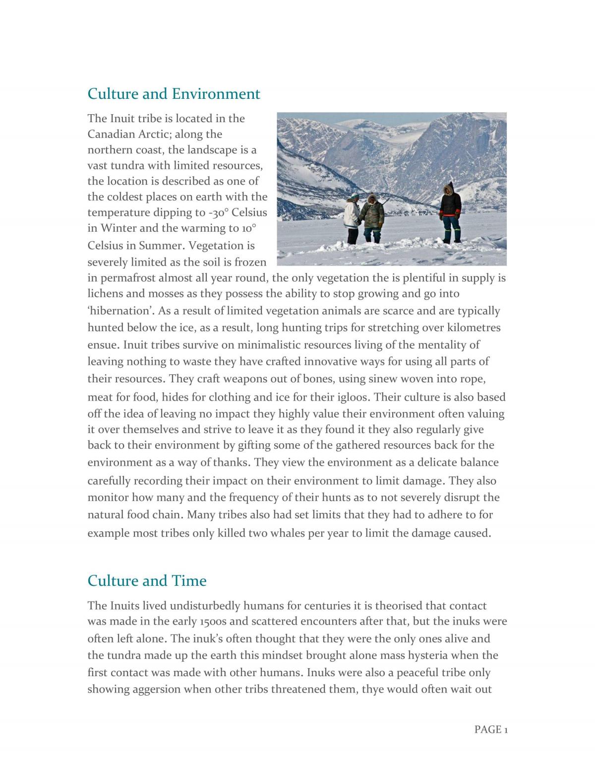 The Inuit Culture | Society and Culture - Year 11 HSC | Thinkswap