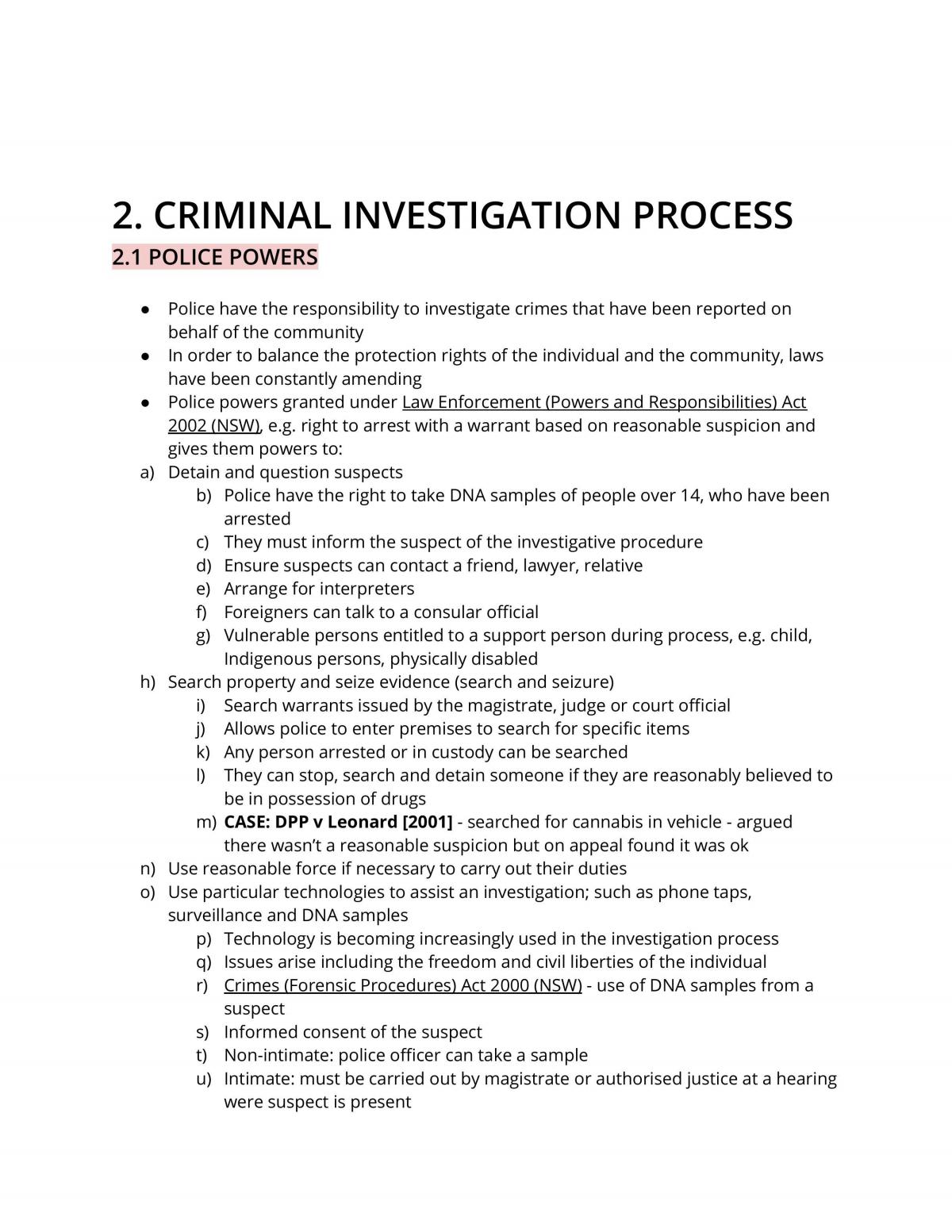 Crime Complete Study Notes | Legal Studies - Year 12 HSC | Thinkswap