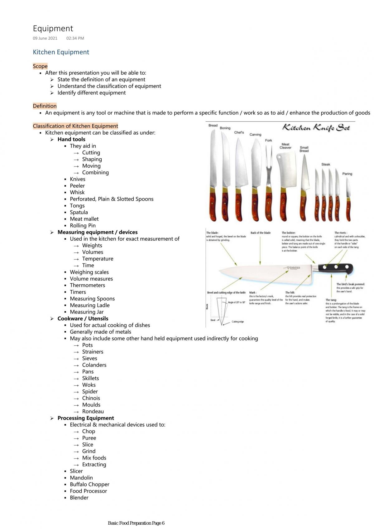 Basic Food Preparation Notes | BHH 1014 - Basic Food Preparation - UCSI ...