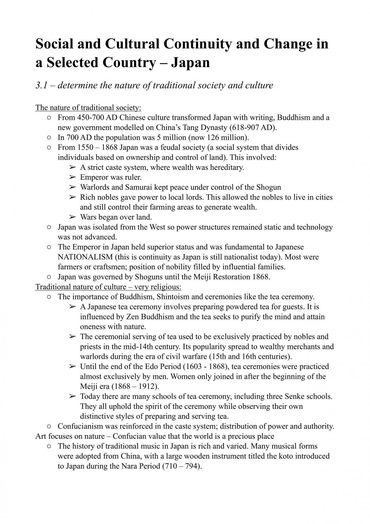 Continuity and Change Notes: Japan | Society and Culture - Year 12 HSC ...