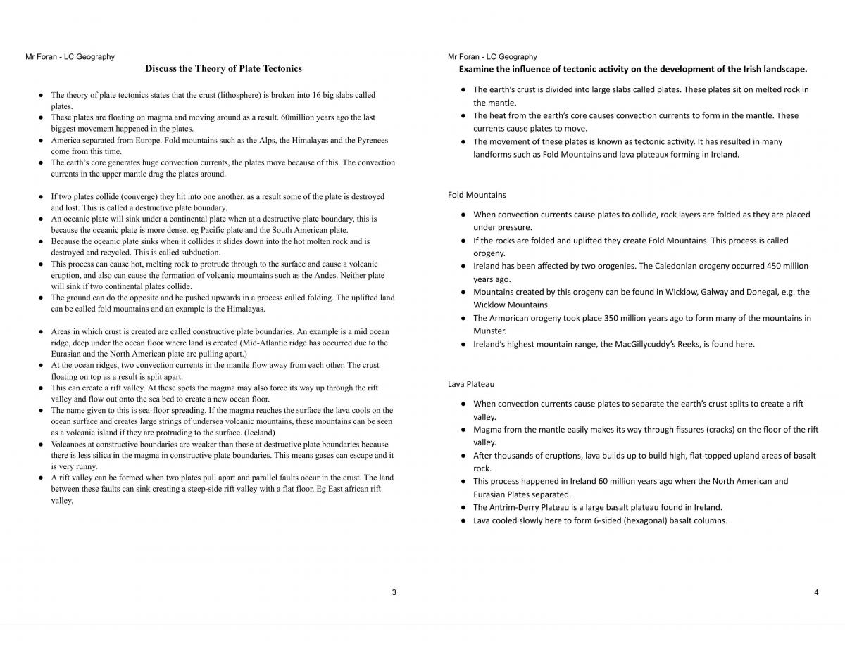 Complete H1 Standard Physical Geography Notes | Geography - Higher ...