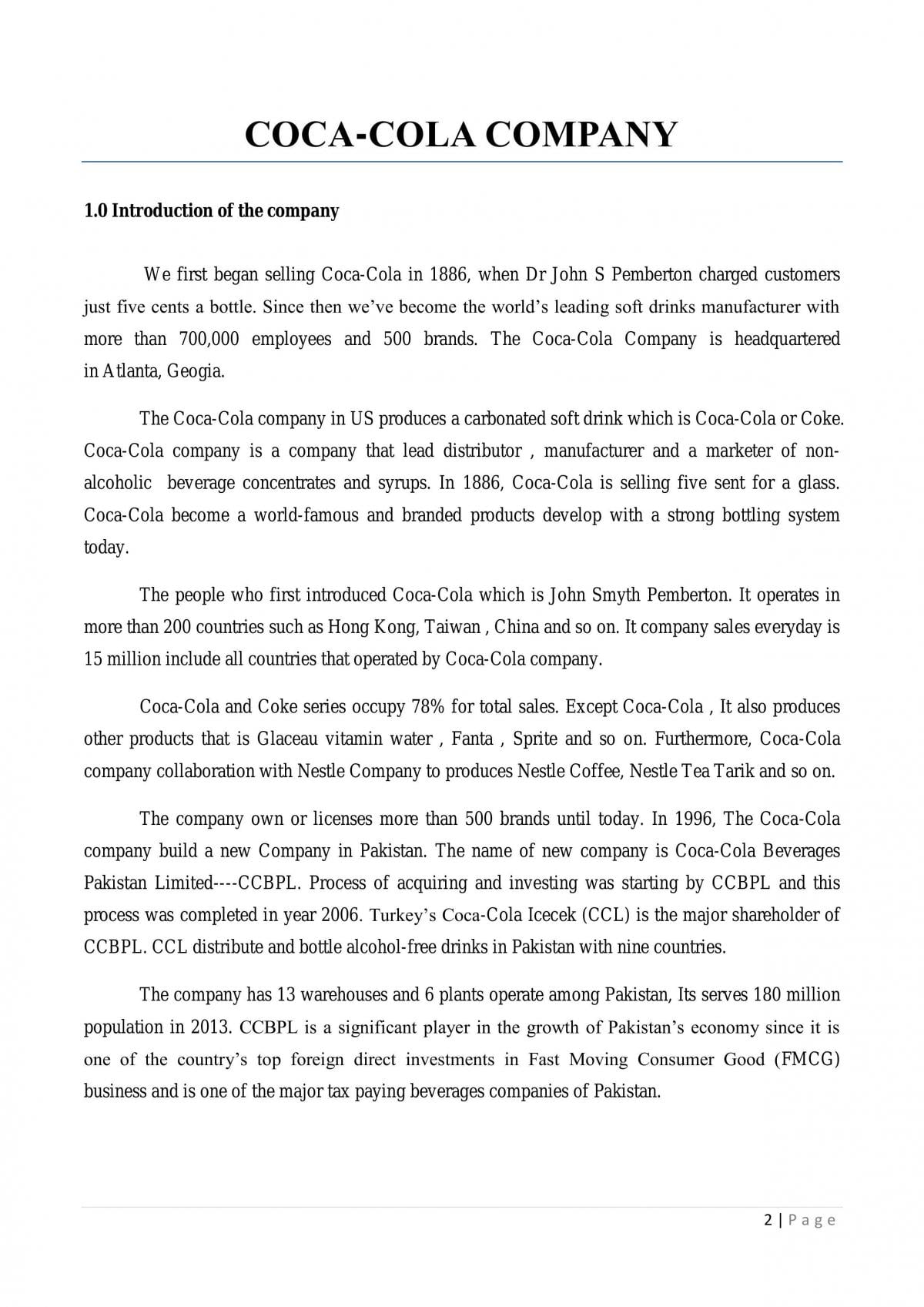 Coca cola company - business assignment | FBM 1101/ FIA 1111 ...