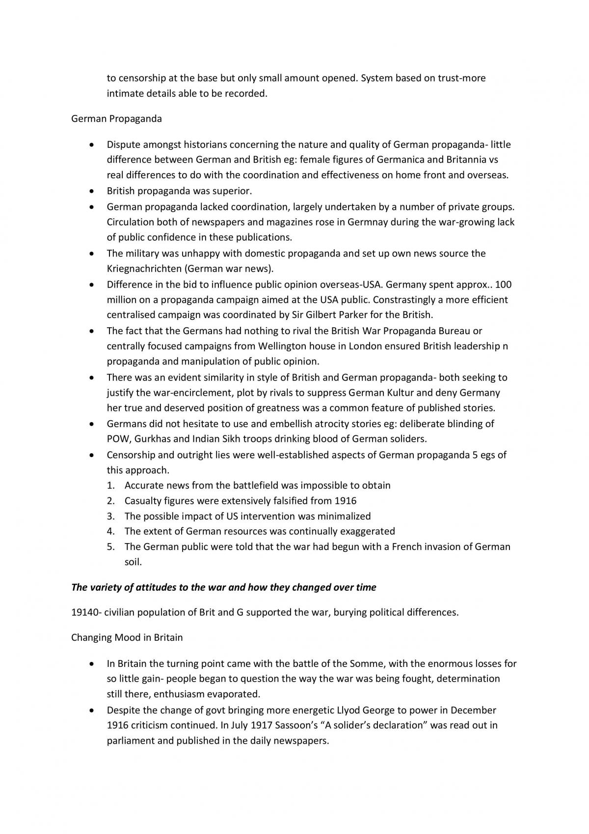 First World War - Complete HSC notes. | Modern History - Year 12 HSC ...
