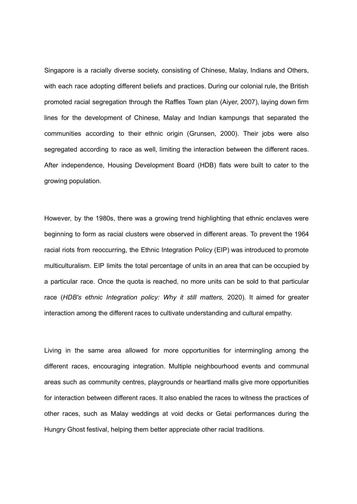 GES1041 Report - Should the Ethnic Integration Policy (EIP) be ...