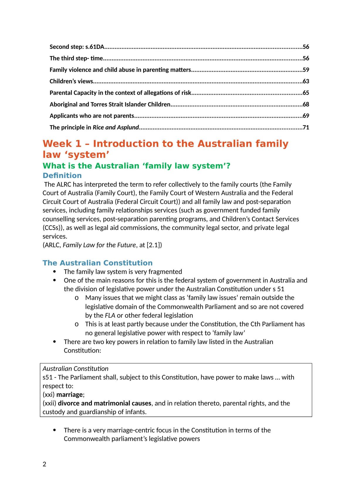 Introduction to Family Law Notes | LAW4177 - Introduction to family law ...