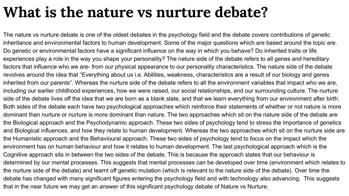 91845 - Examine how a psychological debate has changed over time ...