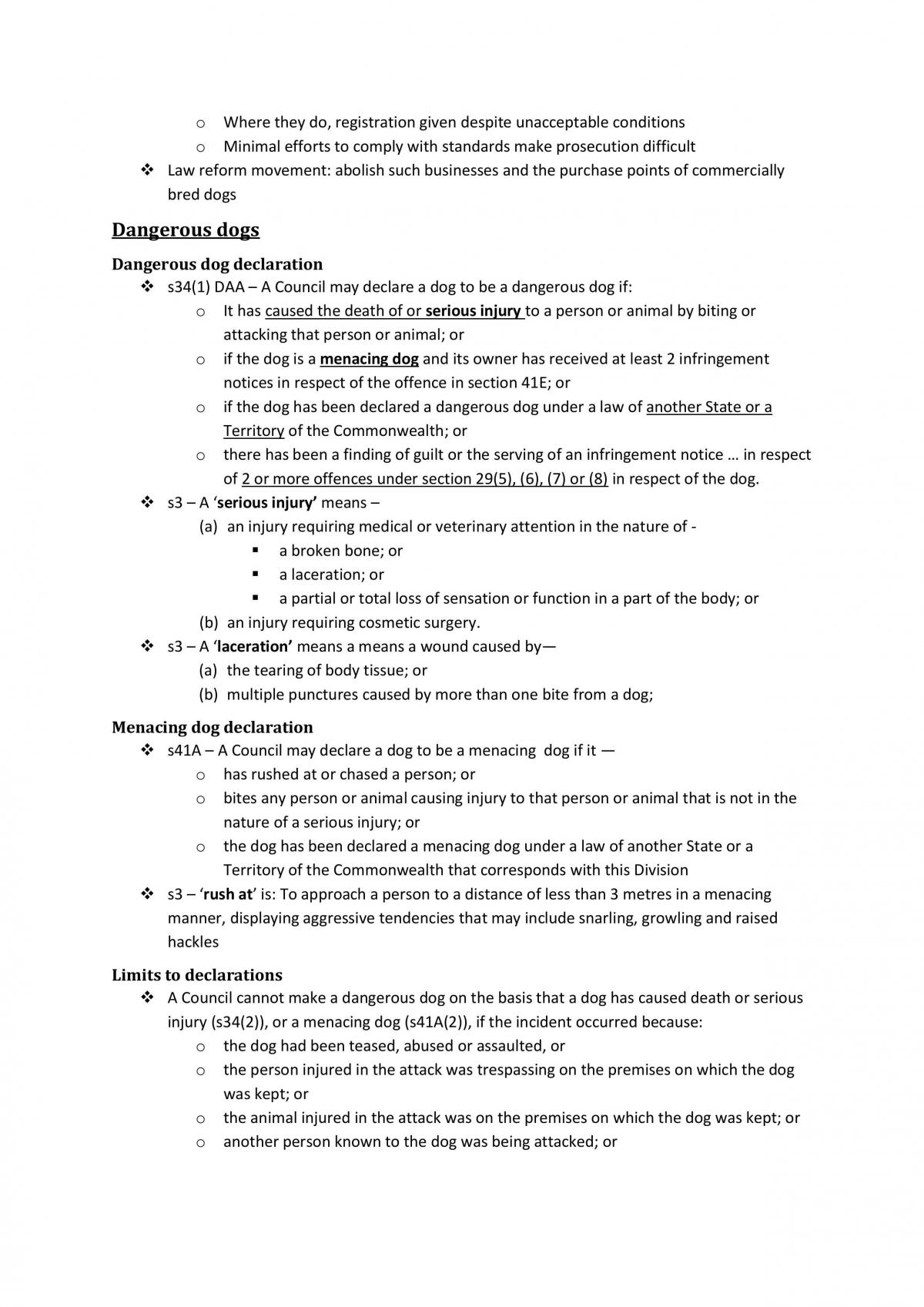 Animal Law Notes | LAW4230 - Animal Law - Monash | Thinkswap