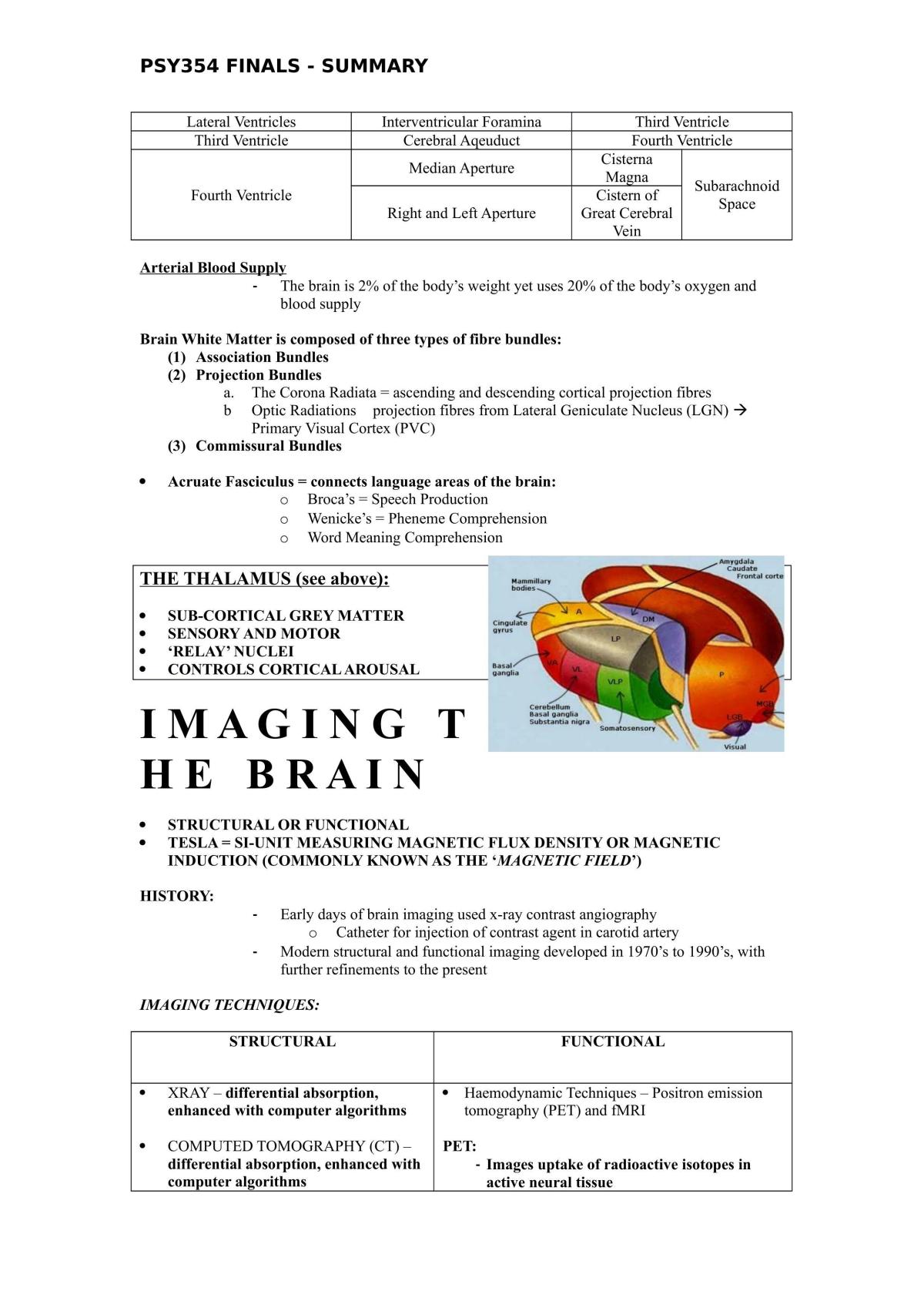 Clinical and Experimental Neuroscience Finals Summary | PSYU3354 ...