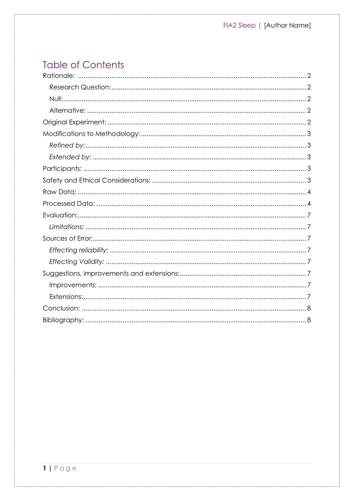 FIA2 Sleep Experiment | Psychology - Year 11 QCE | Thinkswap
