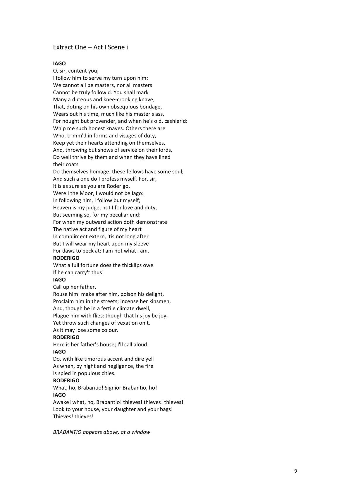 Practice Essays Othello Extracts | English Literature B - A Level A ...
