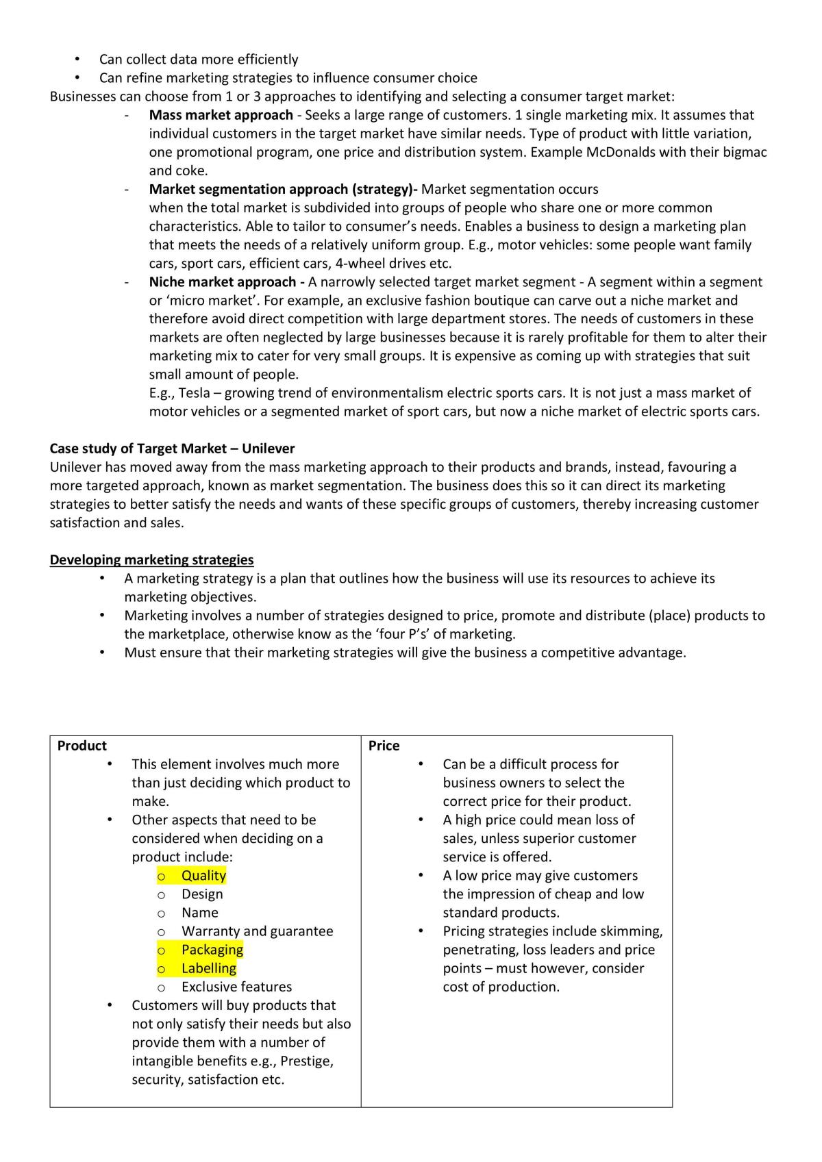 Marketing: Year 12 | Business Studies - Year 12 HSC | Thinkswap