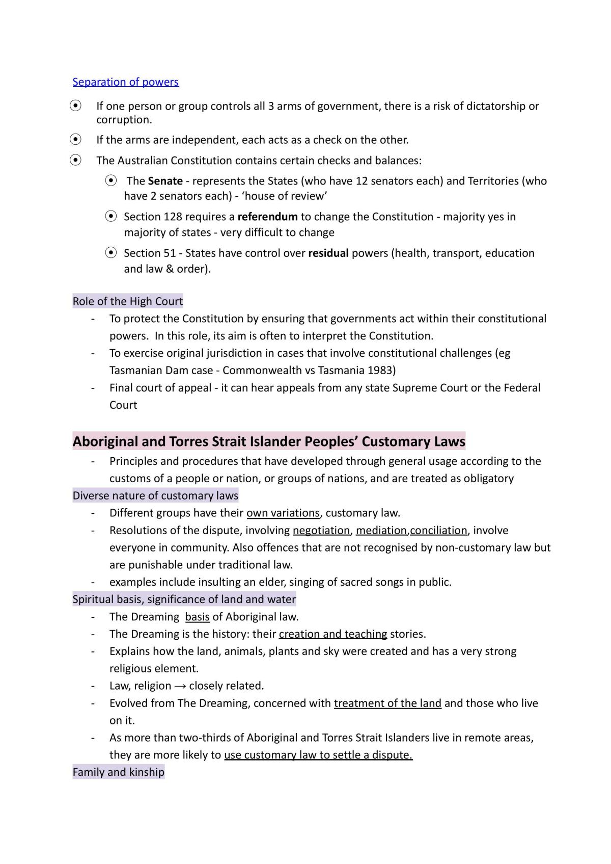 The Legal System Complete Notes | Legal Studies - Year 11 HSC | Thinkswap