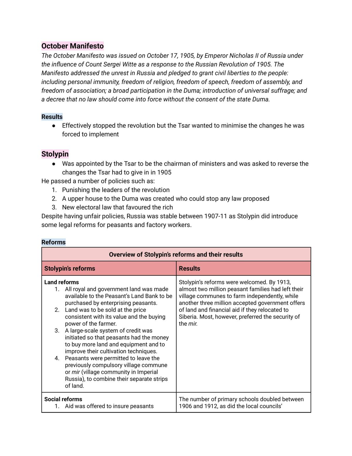Year 11 modern history russia notes | Modern History - Year 11 HSC ...