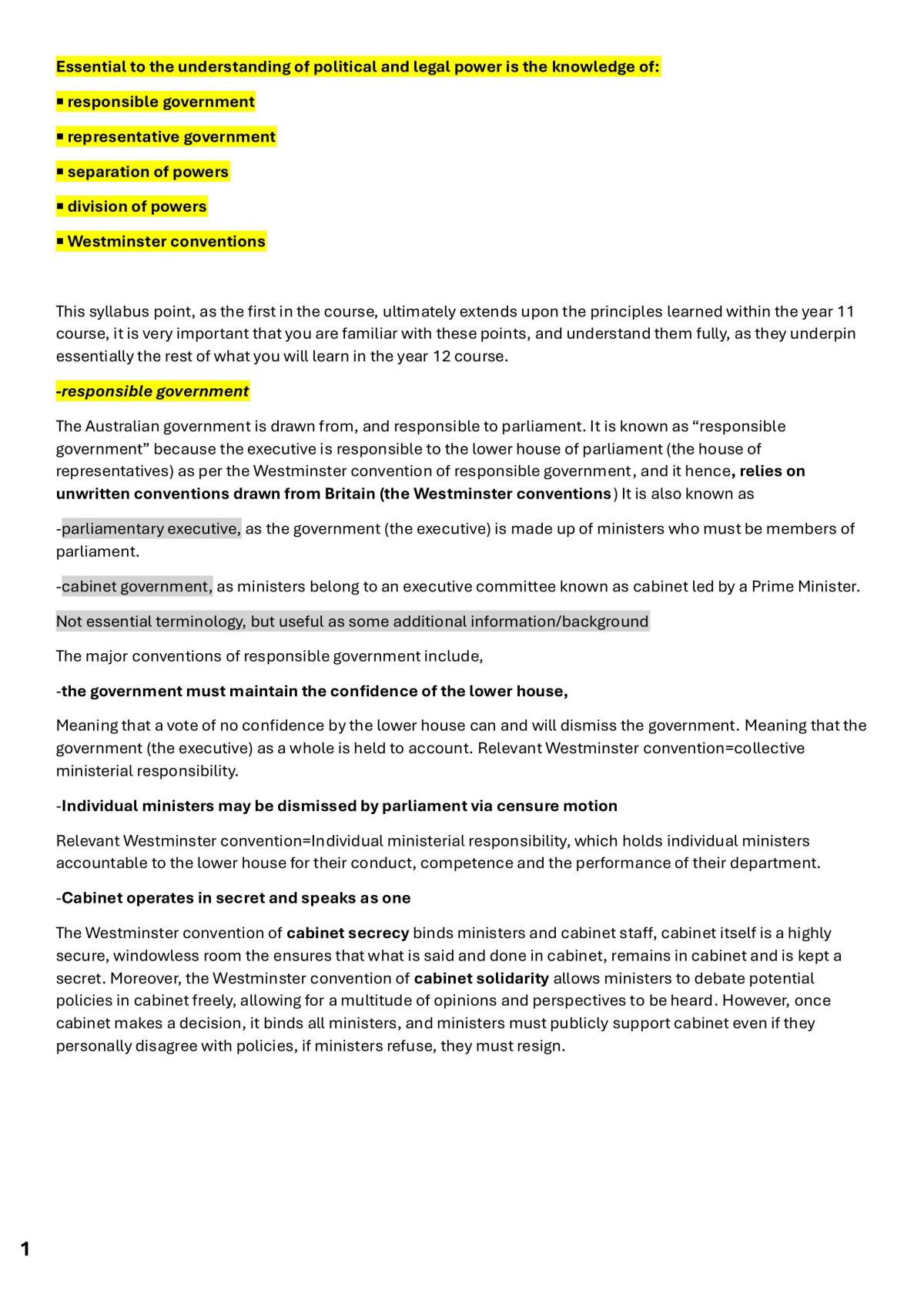 WACE Politics and Law, Complete notes for Unit 3 (Year 12) | Politics ...