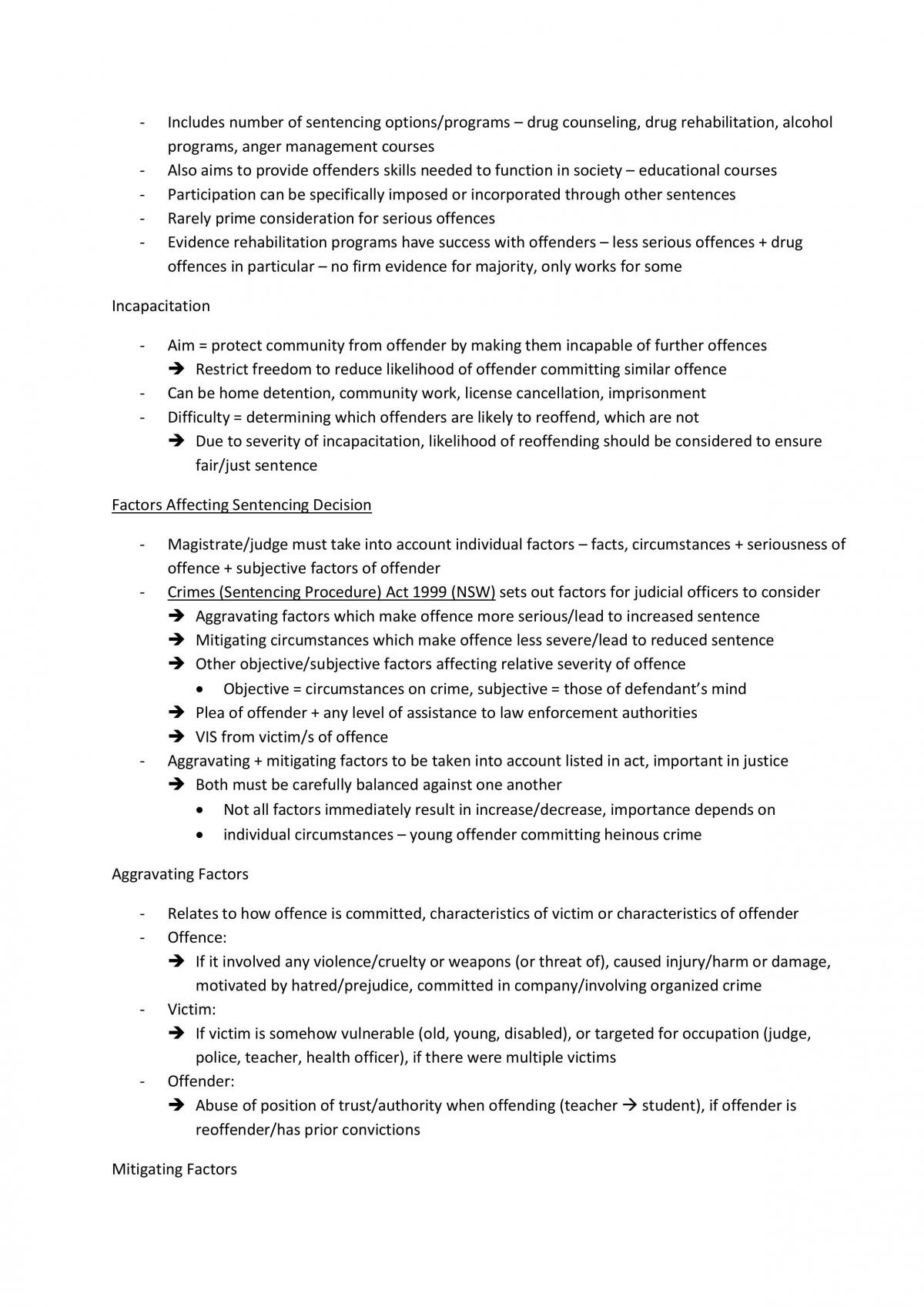 Legal Notes Crime | Legal Studies - Year 12 HSC | Thinkswap