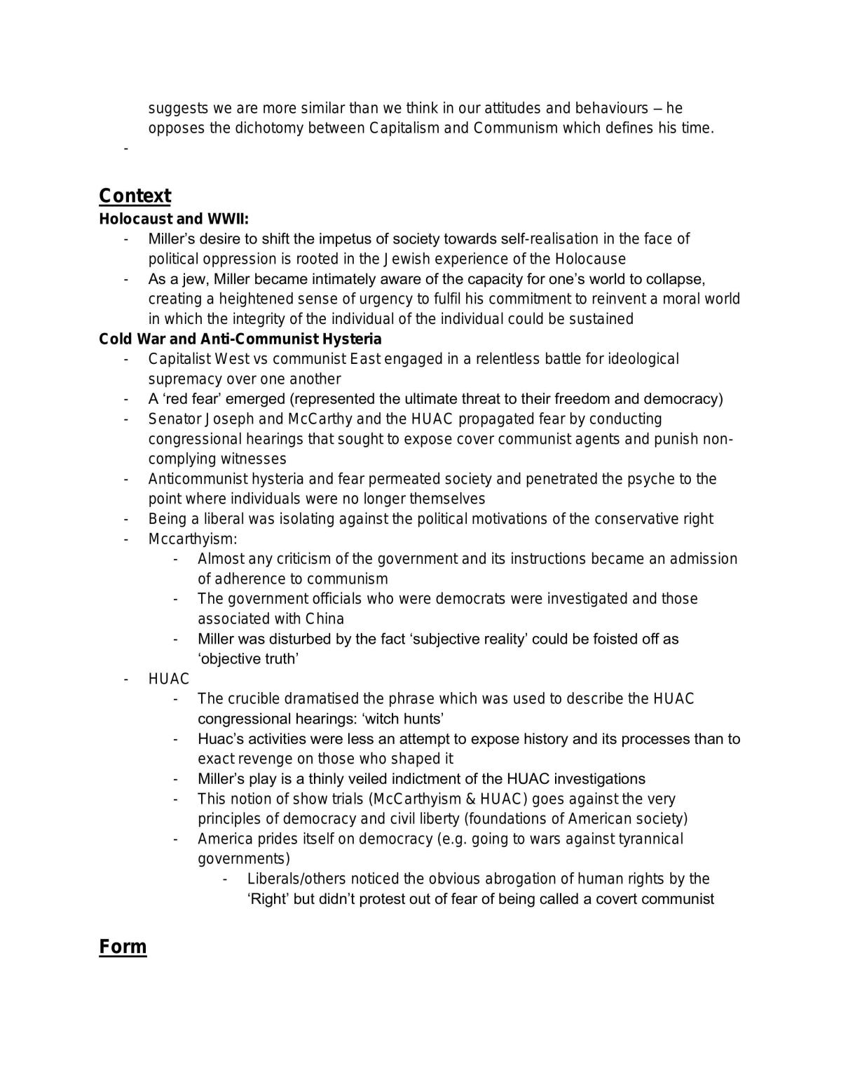 The Crucible Notes | English (Advanced) - Year 12 HSC | Thinkswap