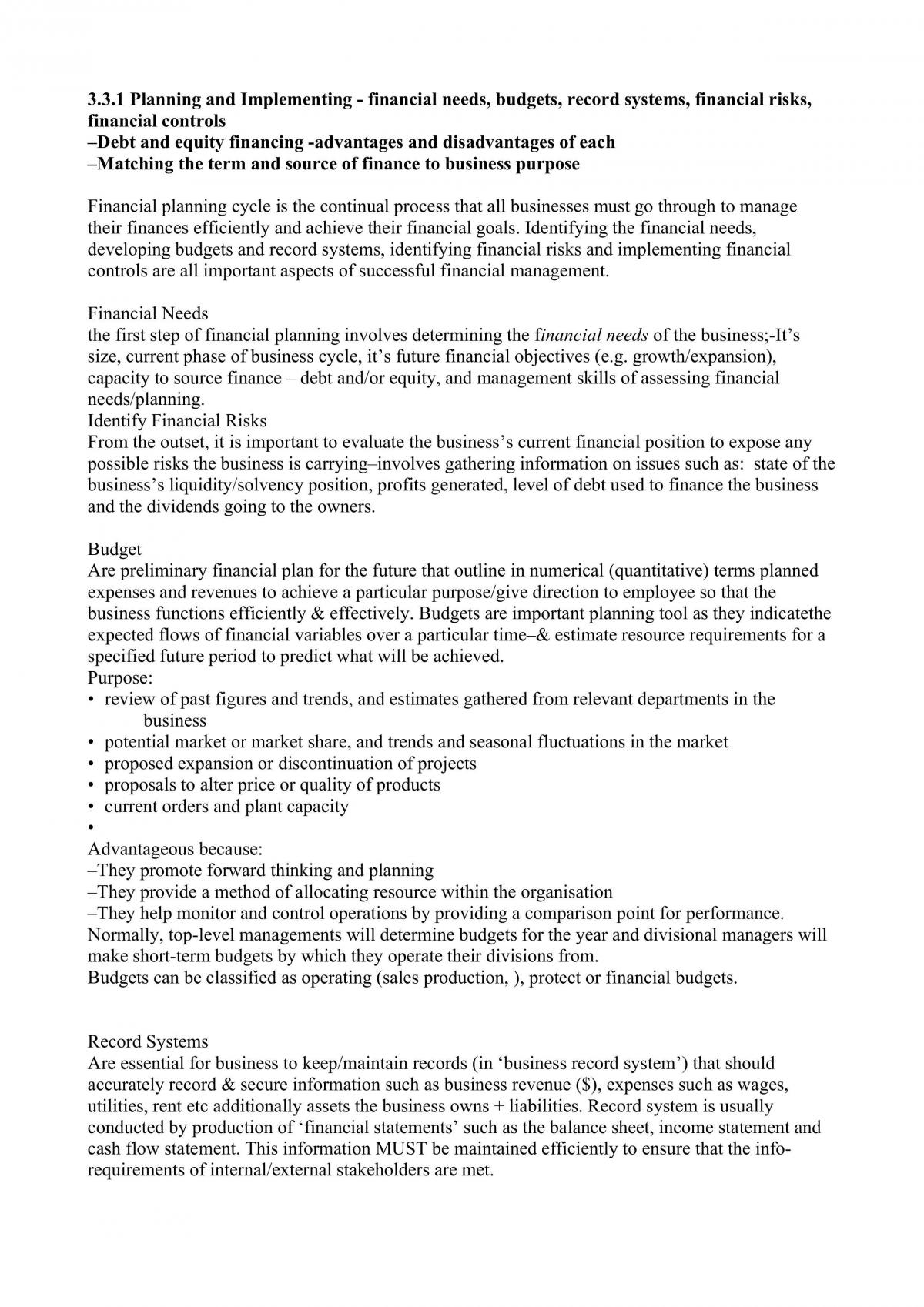 Very Detailed/ Explanatory Notes on Finance | Business Studies - Year ...
