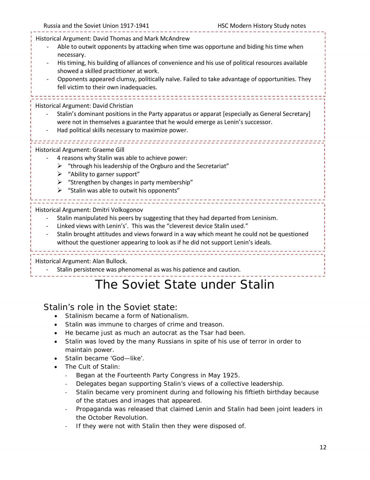 Russia & the USSR Notes | Modern History - Year 12 HSC | Thinkswap