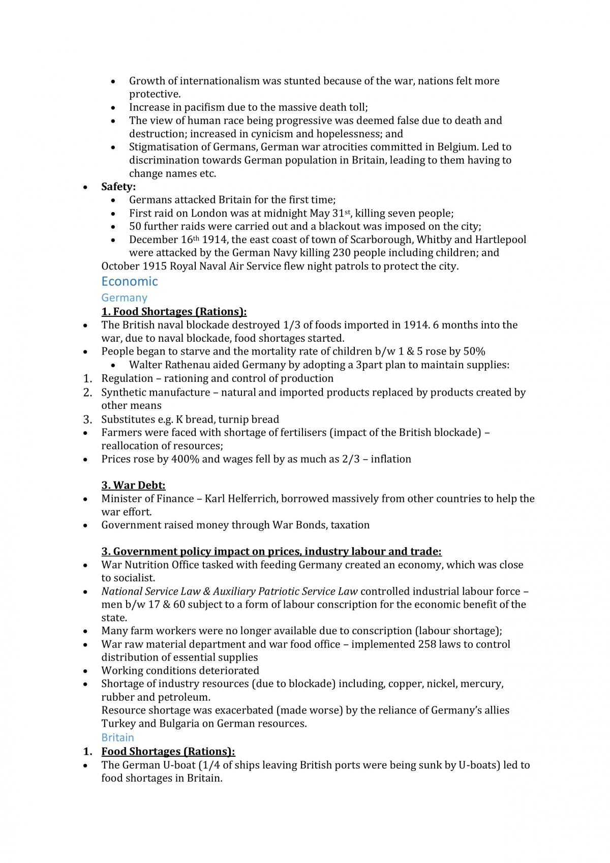 Complete World War One Study Notes | Modern History - Year 12 HSC ...