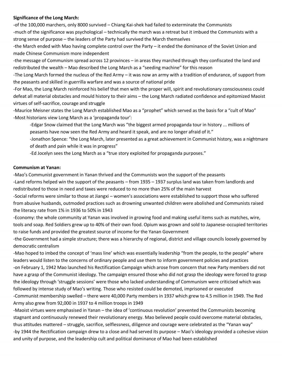 Notes for Chinese Revolution | History - Year 12 VCE | Thinkswap