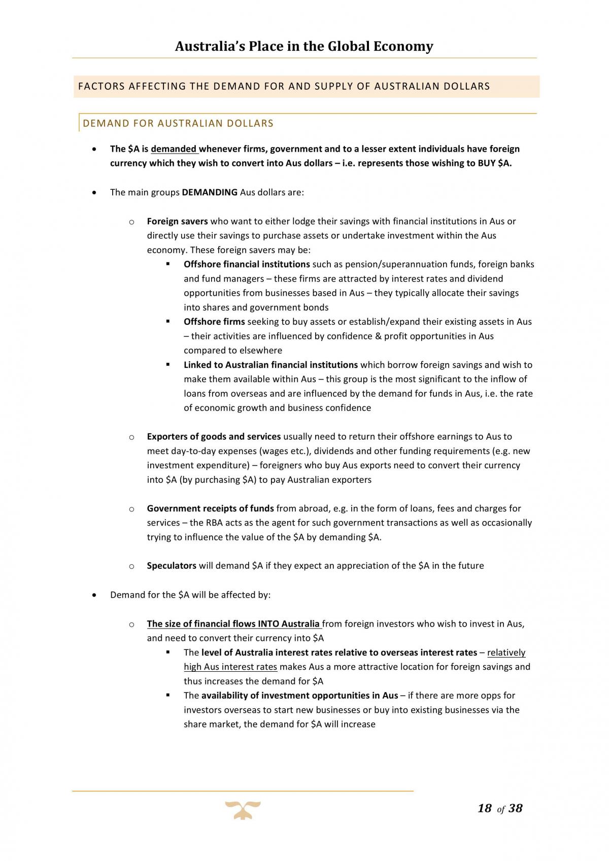 Notes on Australia's Place in the Global Economy | Economics - Year 12 ...