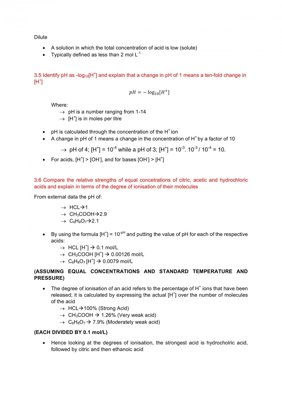 HSC Chemistry Notes - Acidic Environment | Chemistry - Year 12 HSC ...
