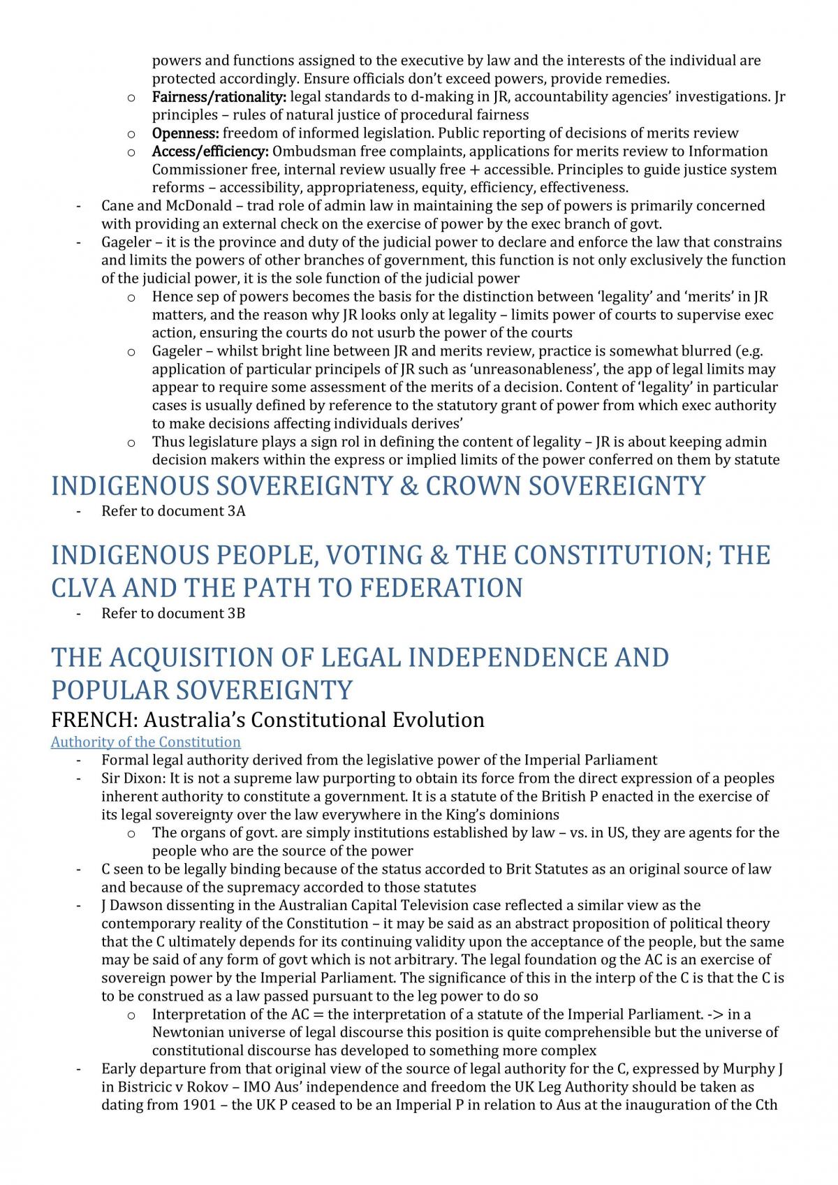 Condensed essay notes for exam | LAWS1141 - Principles of Public Law ...