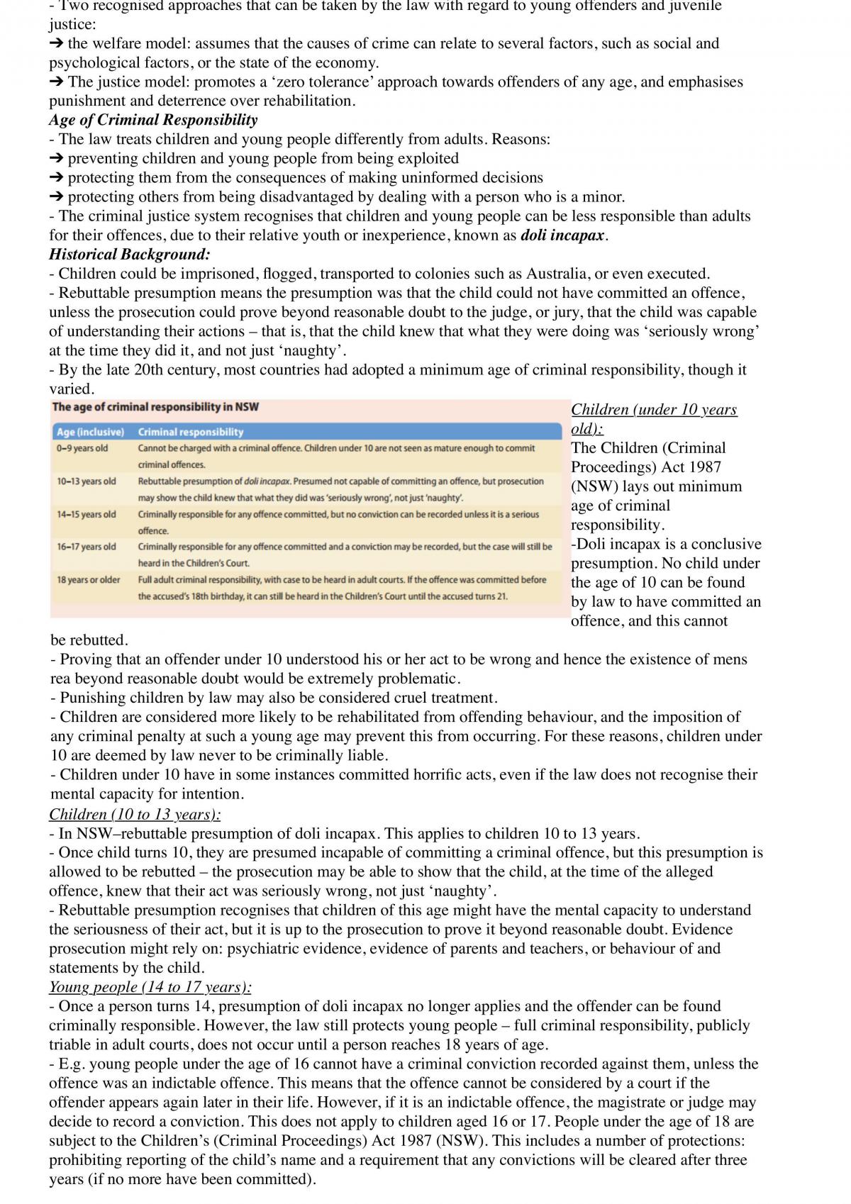 Legal Studies Crime Notes | Legal Studies - Year 12 HSC | Thinkswap