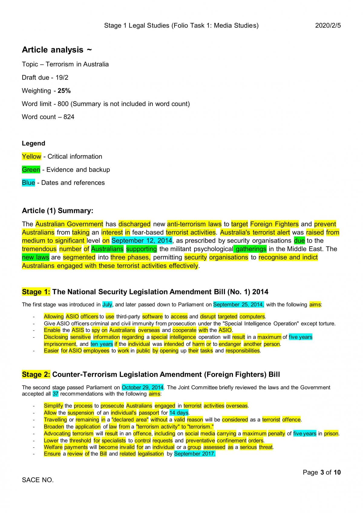 Stage 1 Legal Studies Folio Task 1 | Legal Studies - Year 11 SACE ...